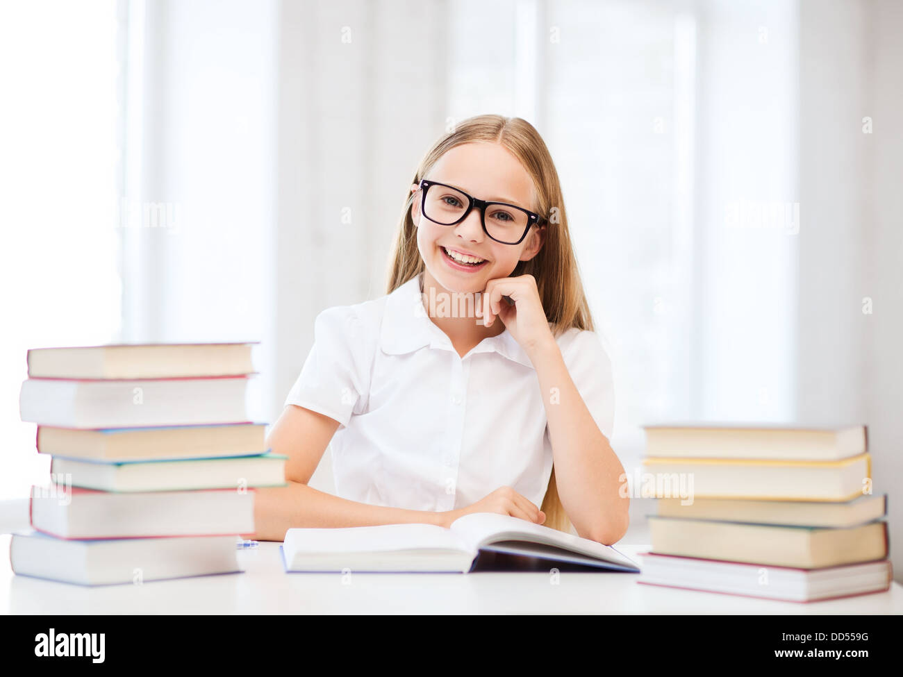 student girl studying at school Stock Photo - Alamy