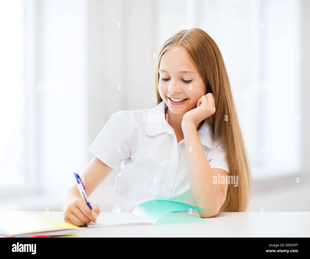 student girl studying at school Stock Photo - Alamy
