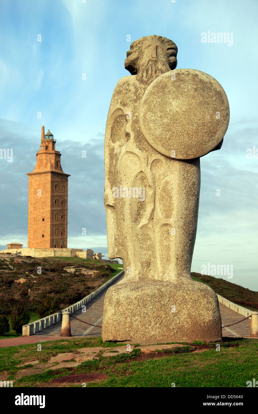 Breogan sculpture, Tower of Hercules Lighthouse, A Coruna, Galicia ...