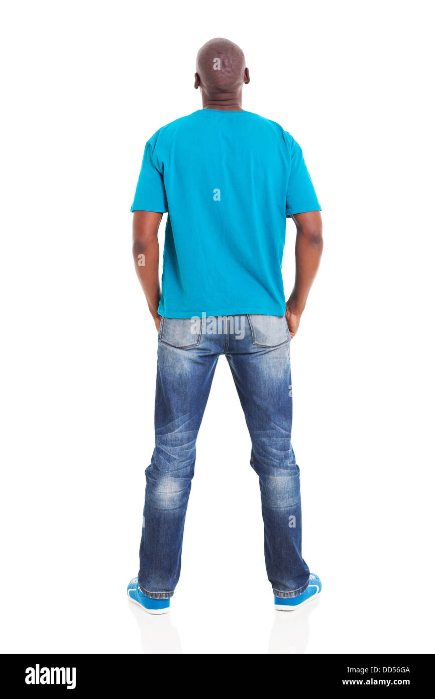 rear view of young African man isolated on white background Stock Photo ...