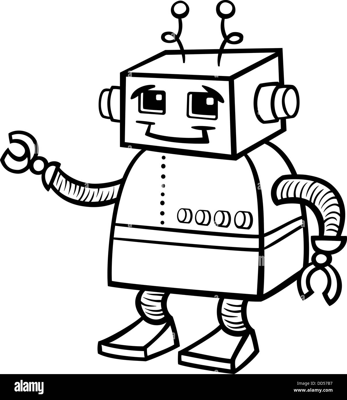 Cute Robots Clipart Black And White