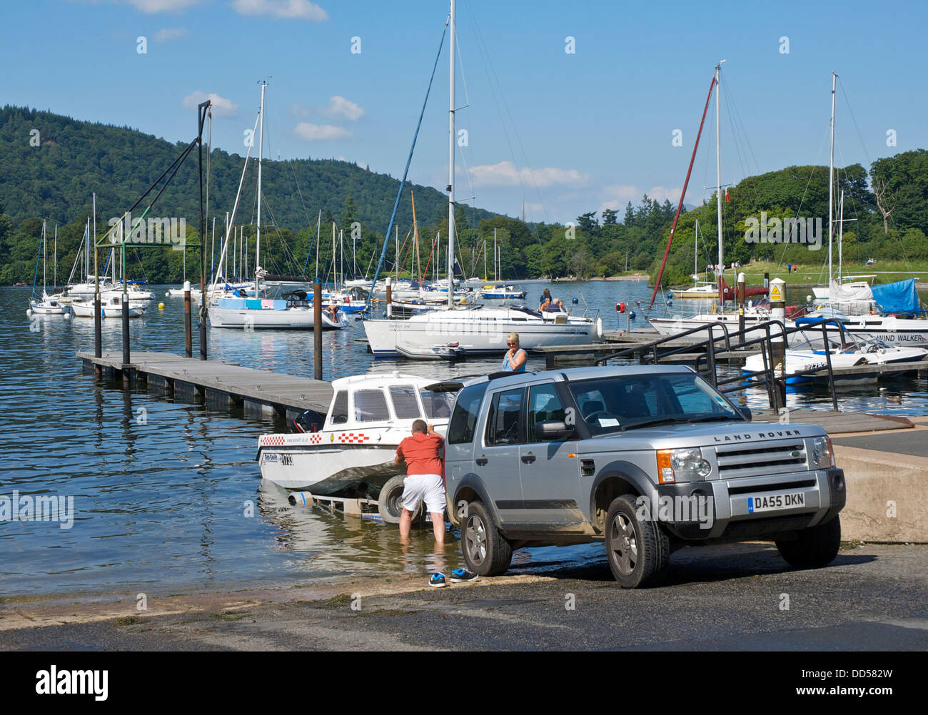 Launching boat at Ferry Nab, Lake Windermere, Lake District National ...