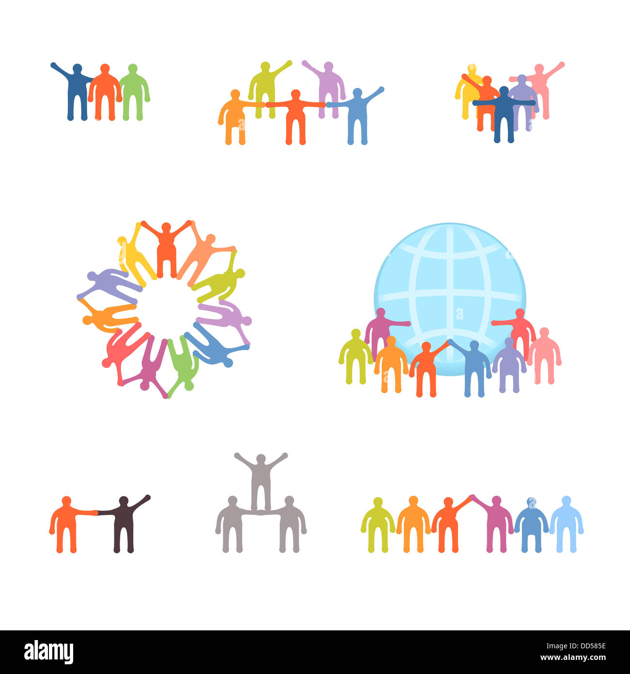 Icons set of successful teamwork and cooperation Stock Photo - Alamy