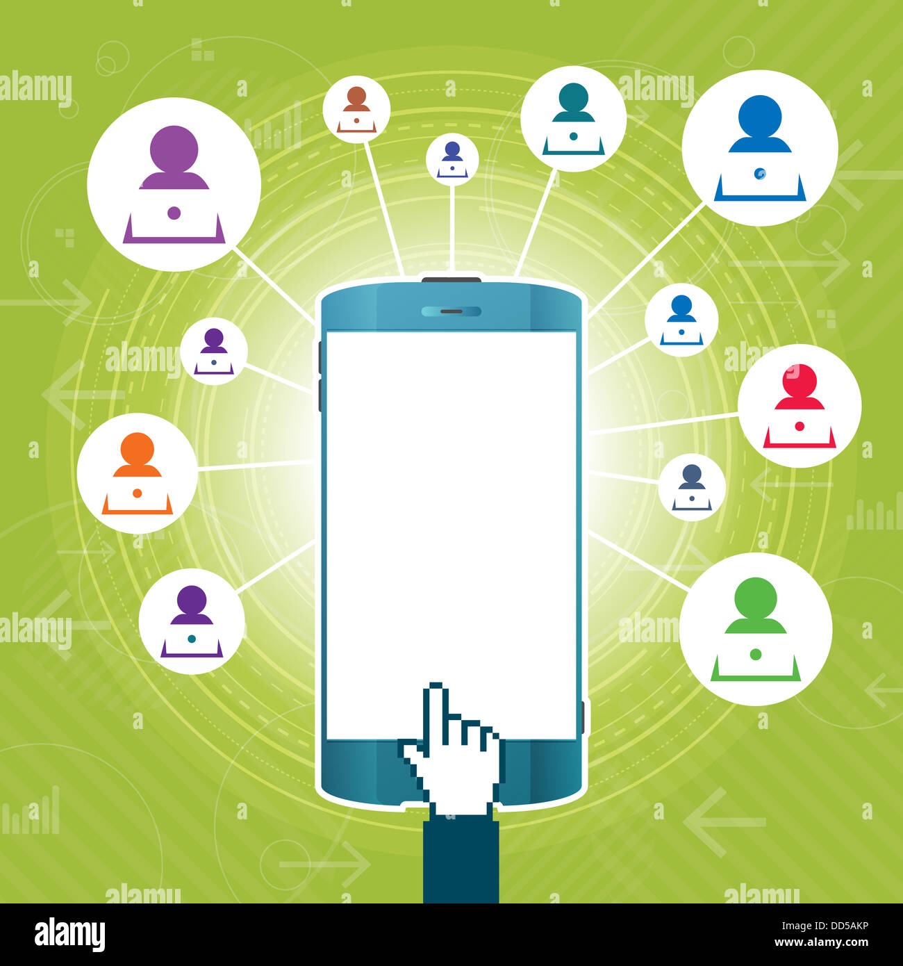 Vector illustration of mobile smartphone contact connection concept ...