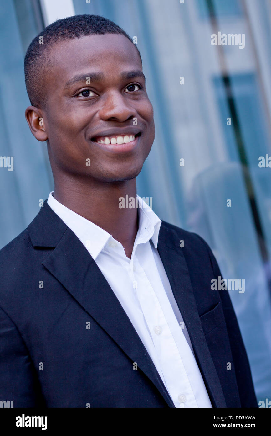 young successful african business man outdoor in summer self confident ...