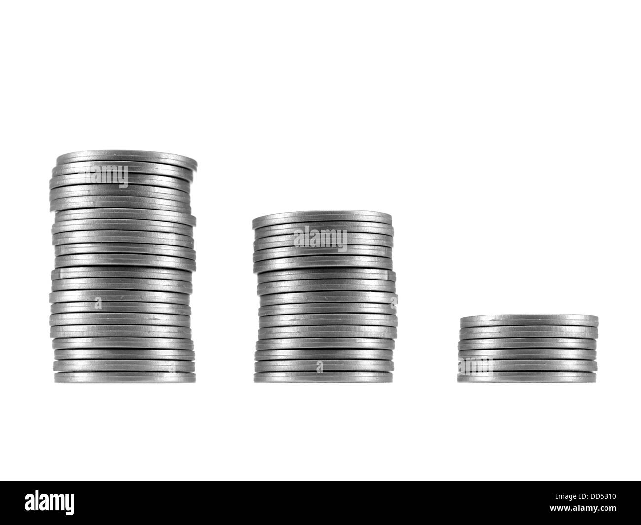 A coin stack isolated against a white background Stock Photo - Alamy