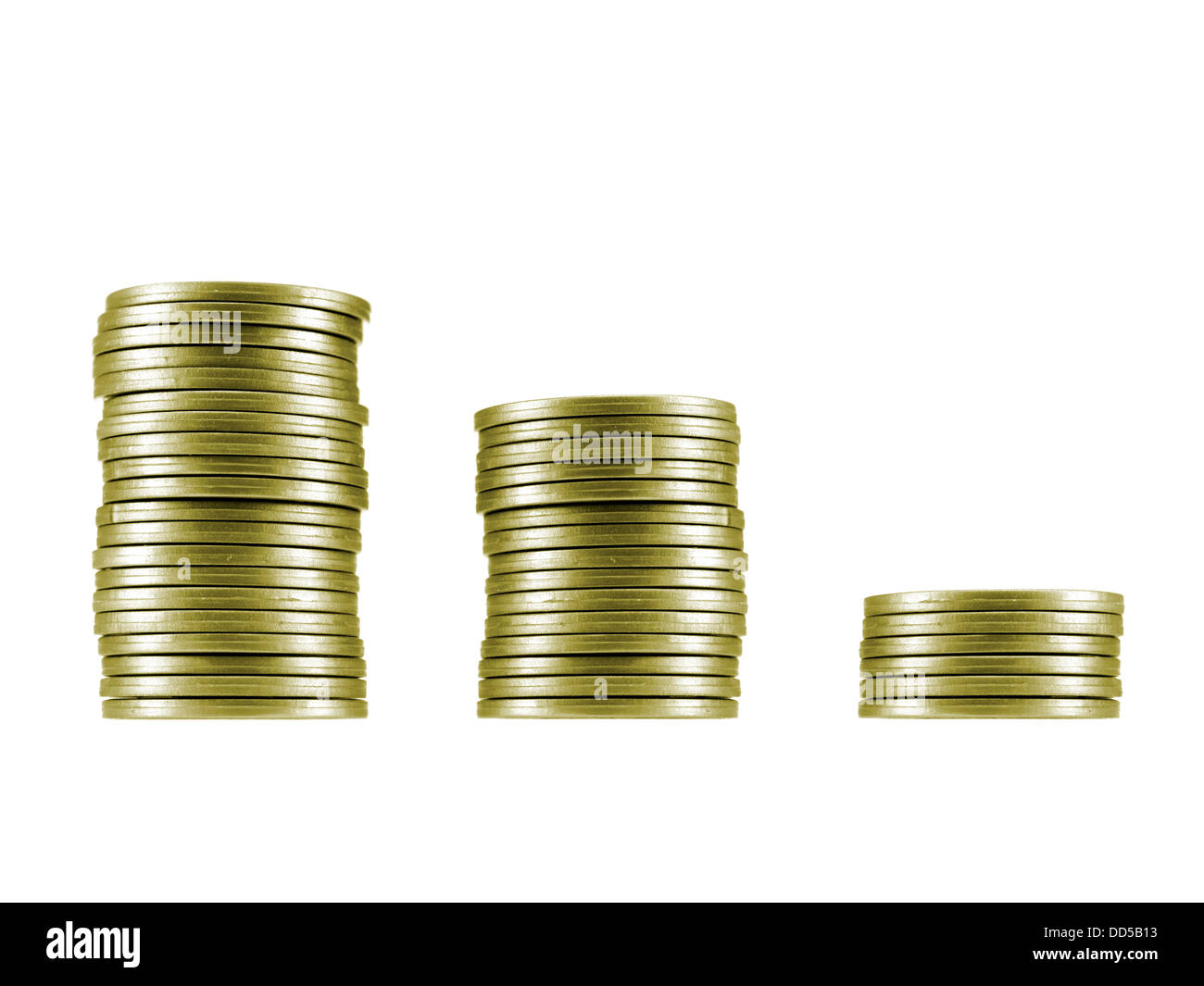 A coin stack isolated against a white background Stock Photo - Alamy