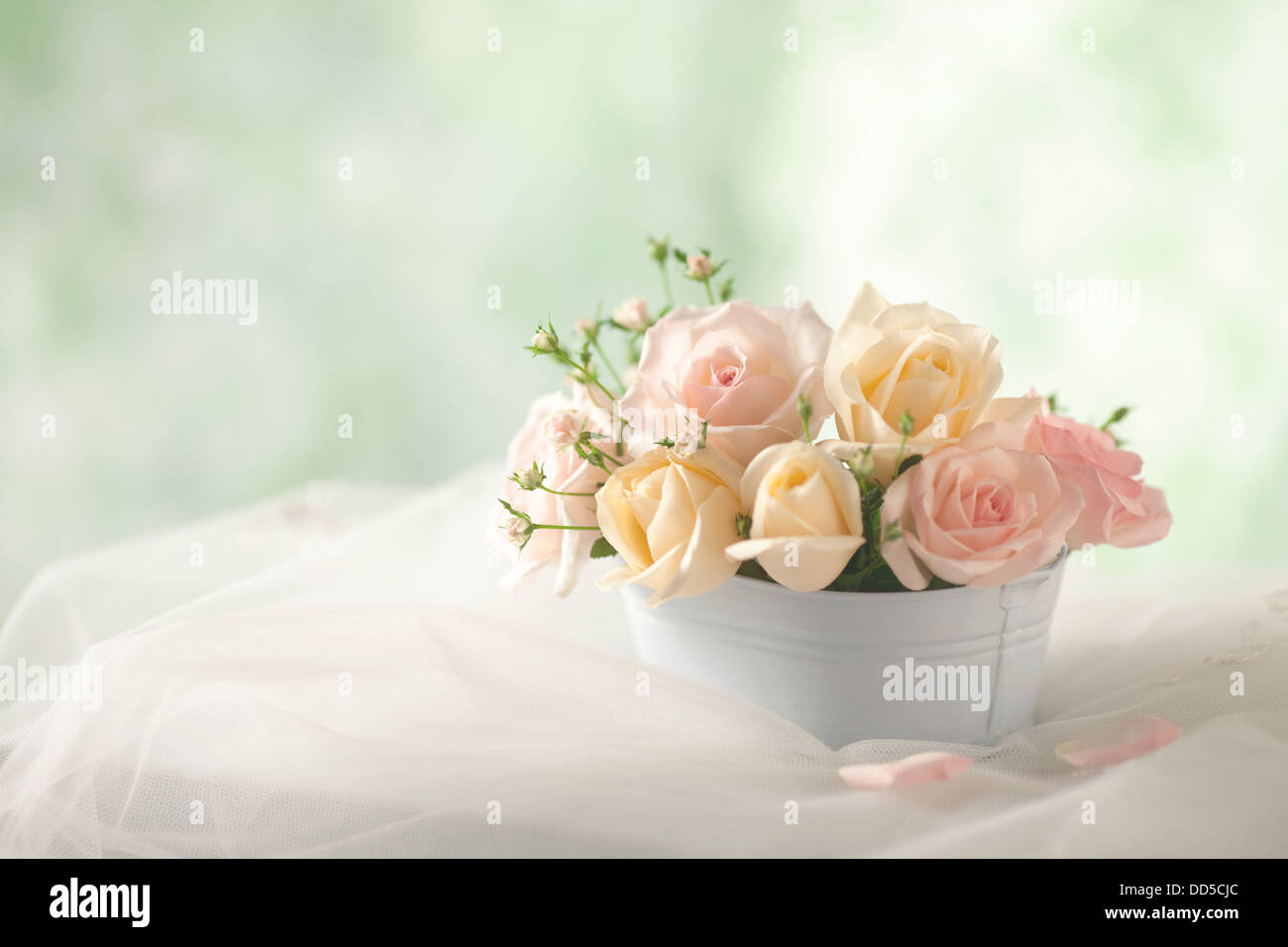 Rose bouquet on table Stock Photo - Alamy