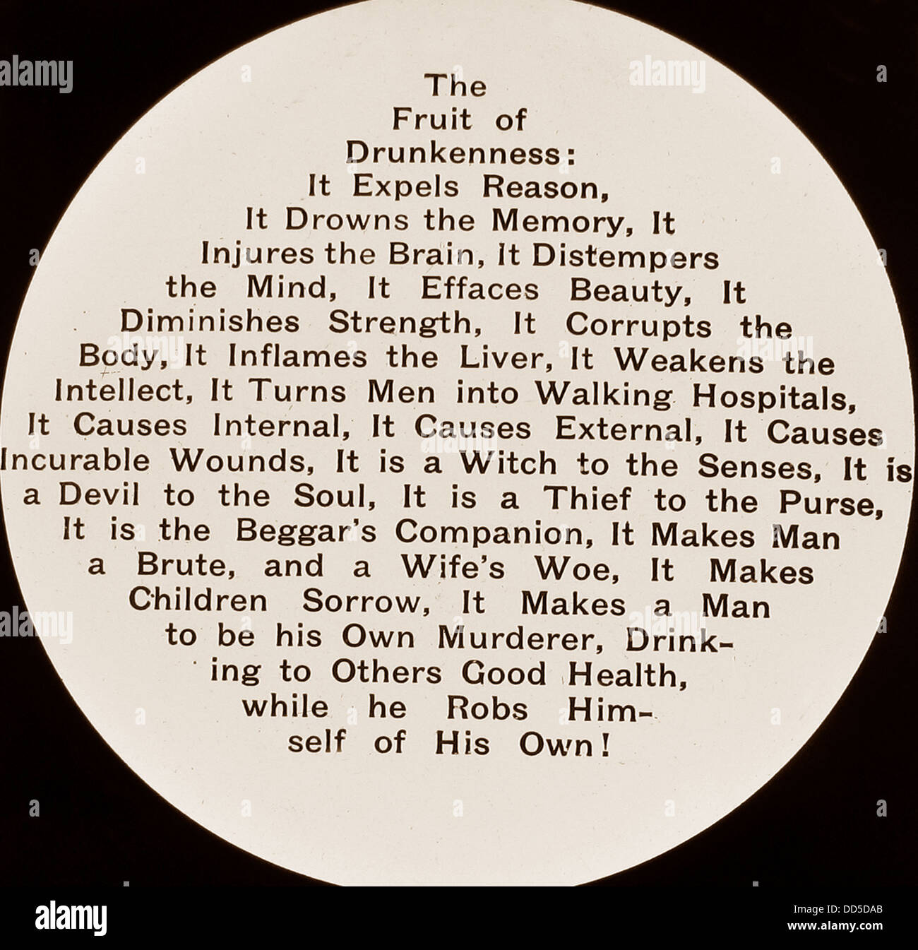 Temperance magic lantern slide Victorian period Stock Photo - Alamy