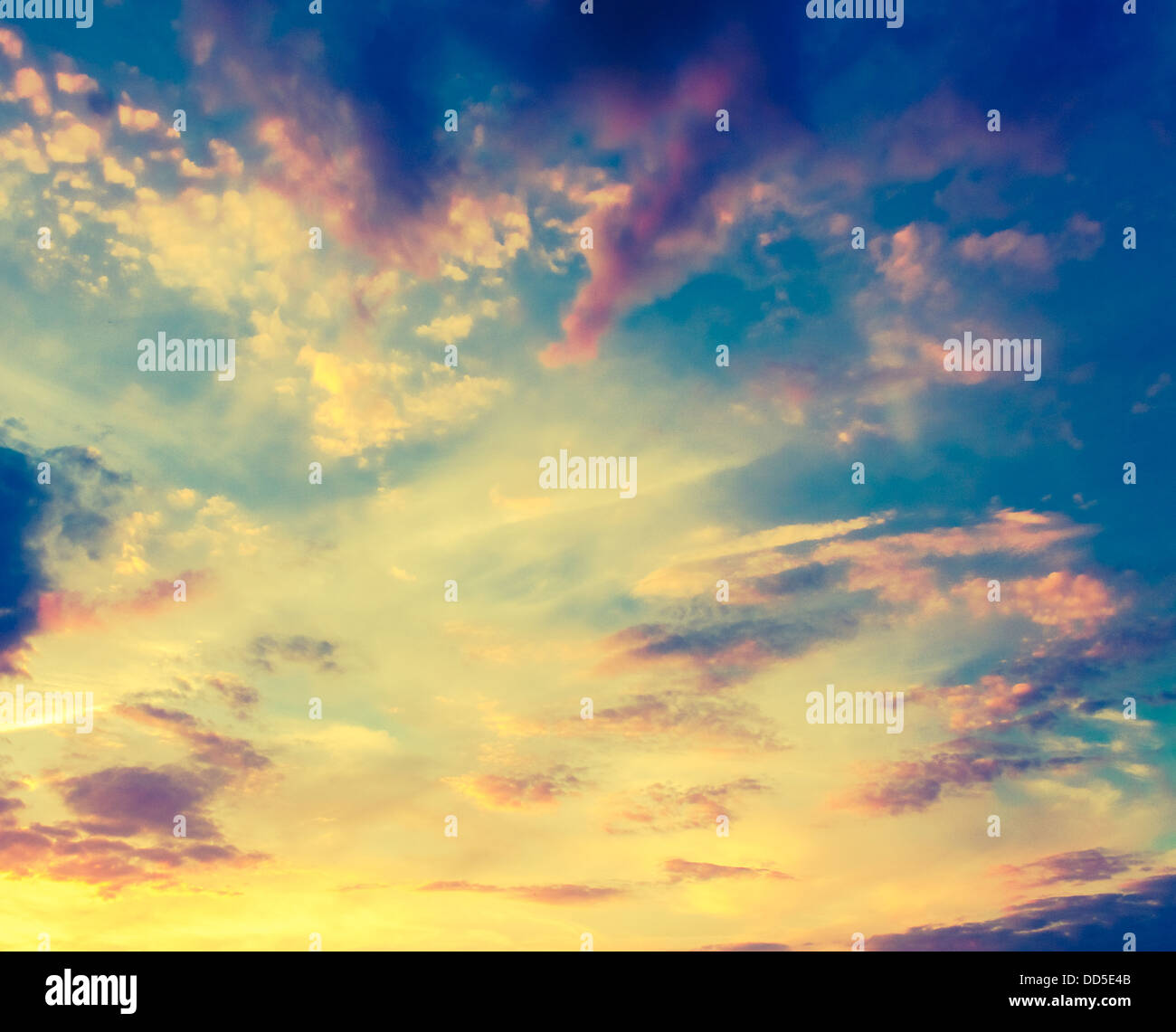 Bright Blue Color Sunset Sky Stock Photo - Alamy