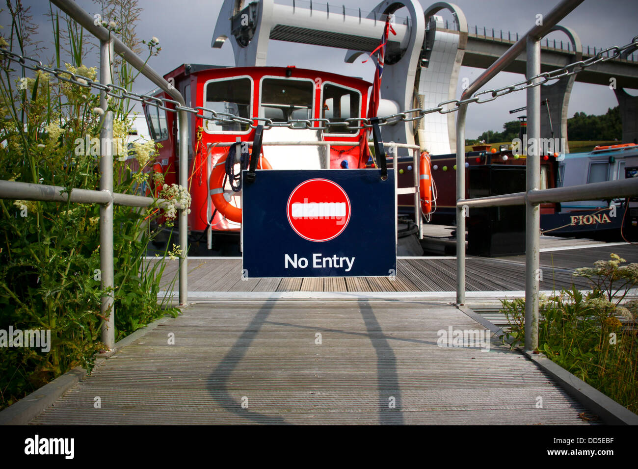 No Entry to private jettys at Falkirk Wheel Stock Photo - Alamy