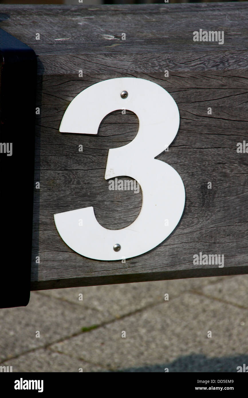 White plastic number 3 sign Stock Photo - Alamy