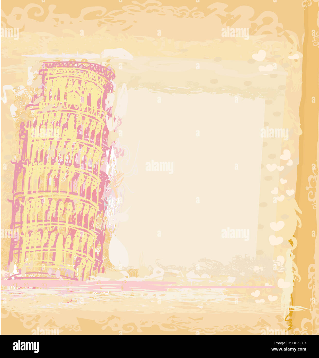 vintage vector Pisa tower background Stock Photo - Alamy