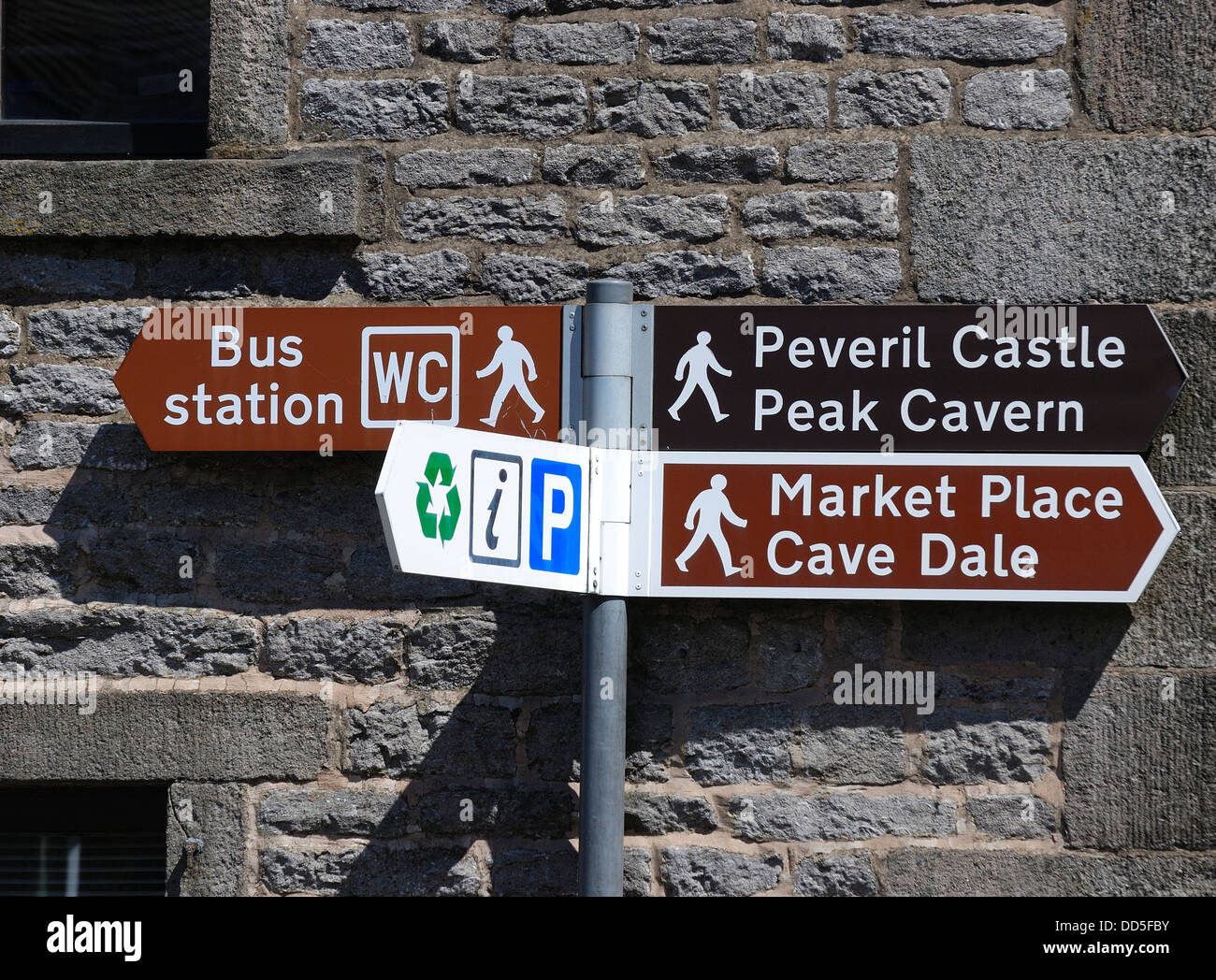 Tourist information signs Castleton Derbyshire England uk Stock Photo ...