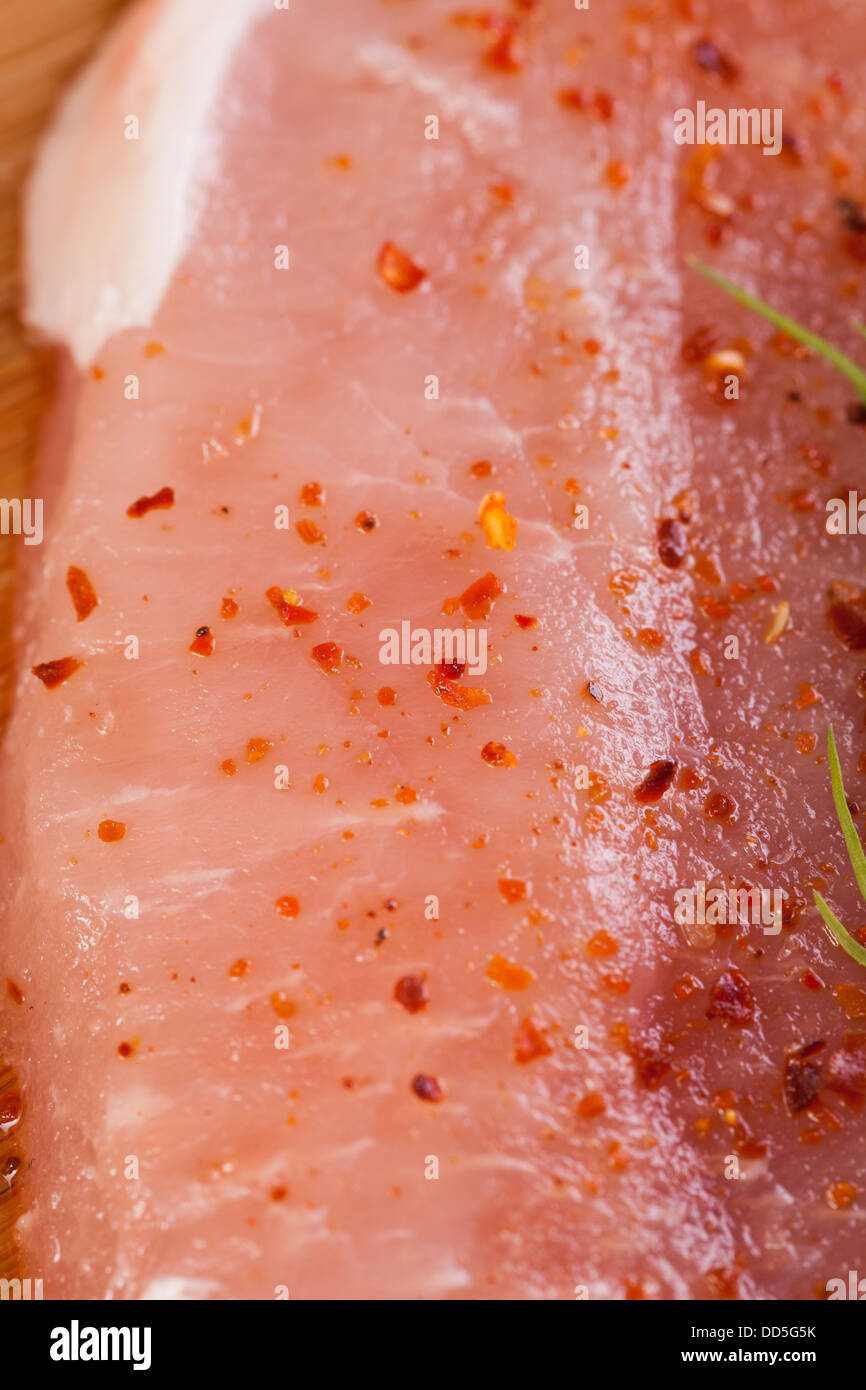 Butcher cutting pork chops meat hi-res stock photography and images - Alamy