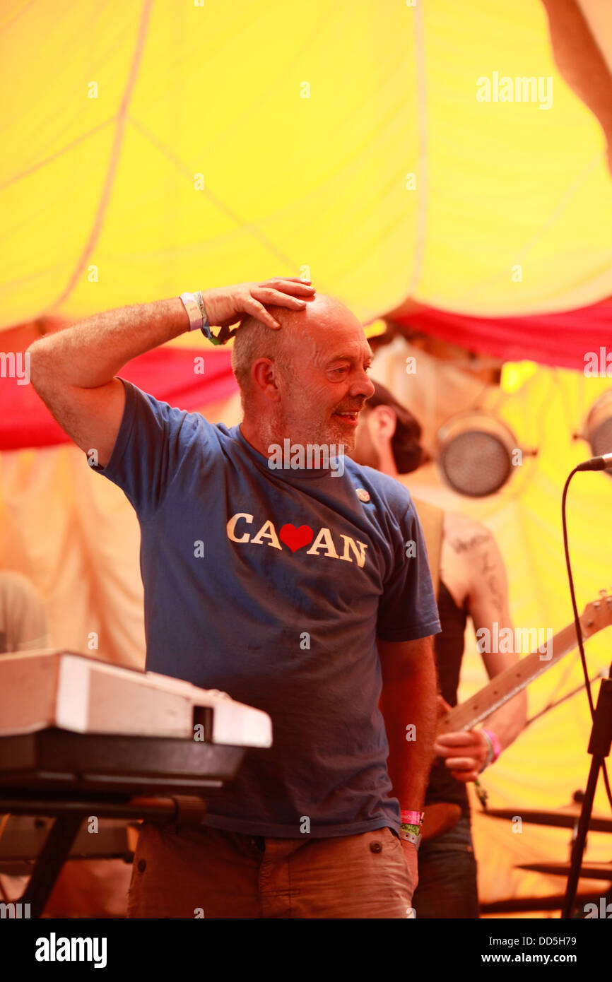 Keith Allen performing with his band in the Rabbit Hole, Glastonbury ...