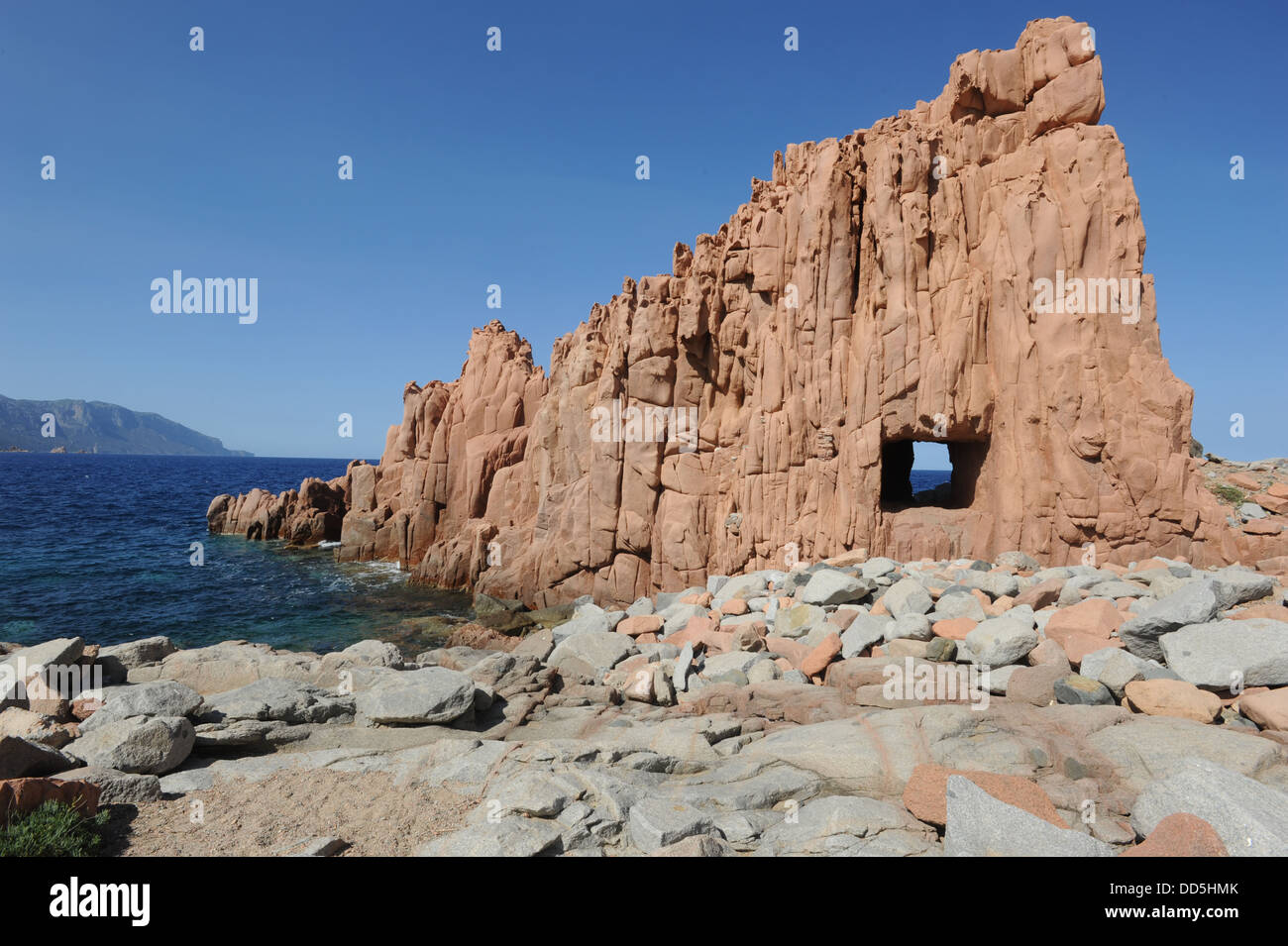 The Red Rock on the coast at Arbatax on the island of Sardinia, Italy ...