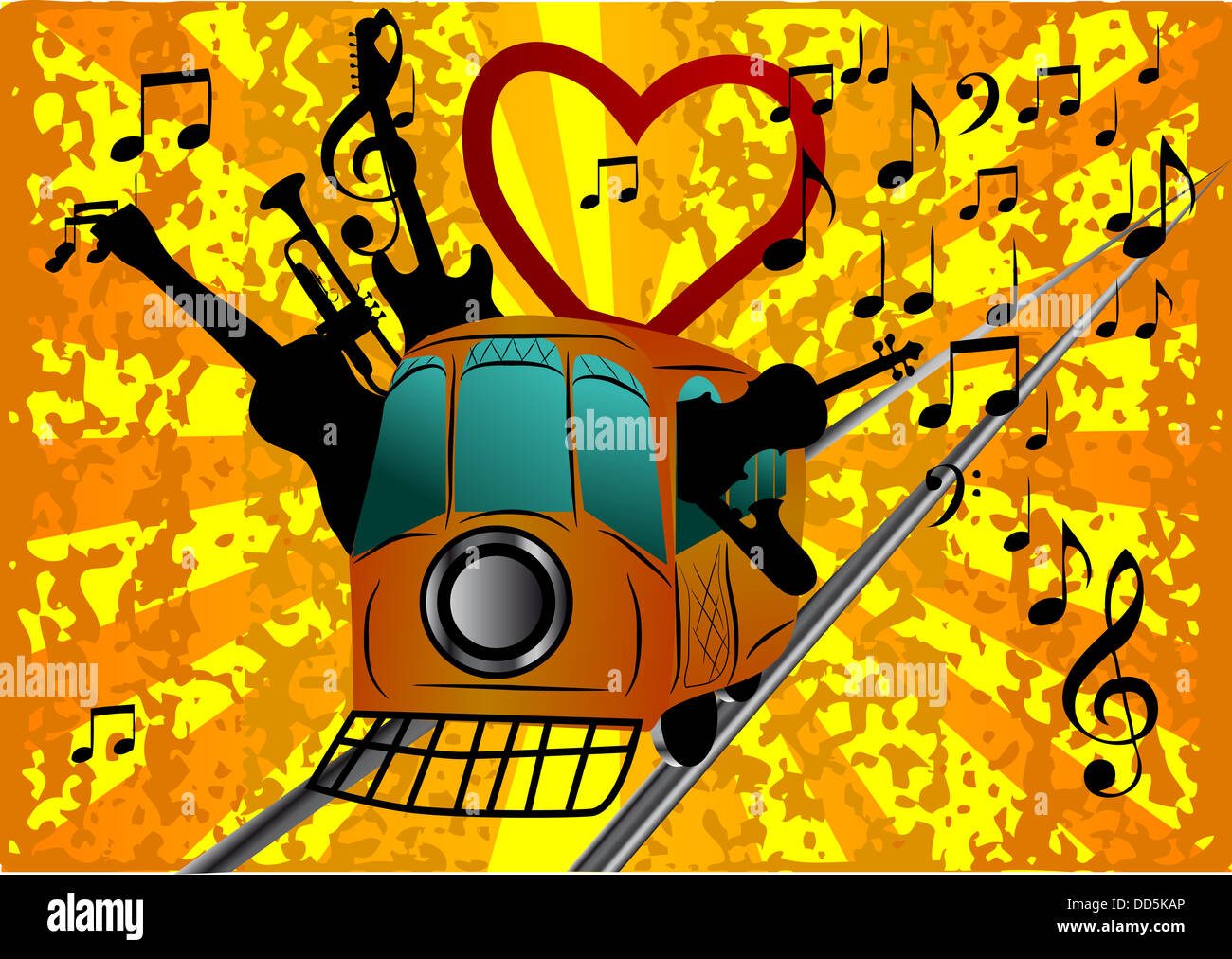 musical retro tram. abstract musical background Stock Photo - Alamy