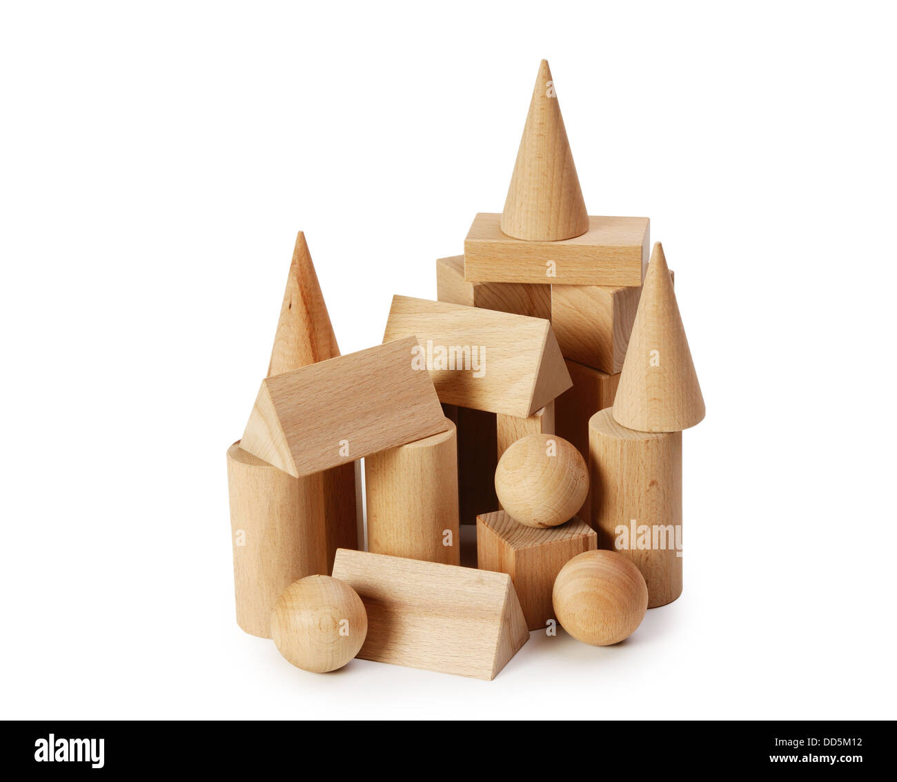 wooden geometric shapes isolated on a white background Stock Photo - Alamy