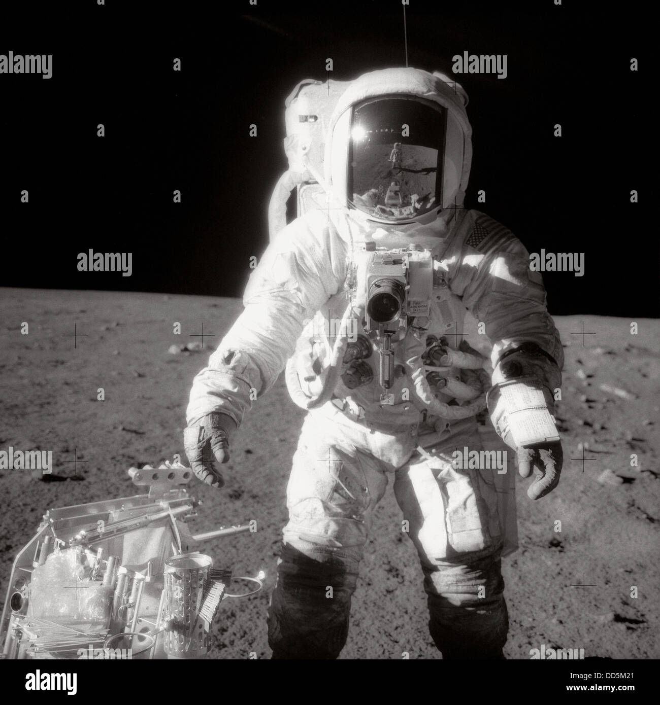 Man on the moon. Astronaut walking on moon from Apollo 11 expedition ...