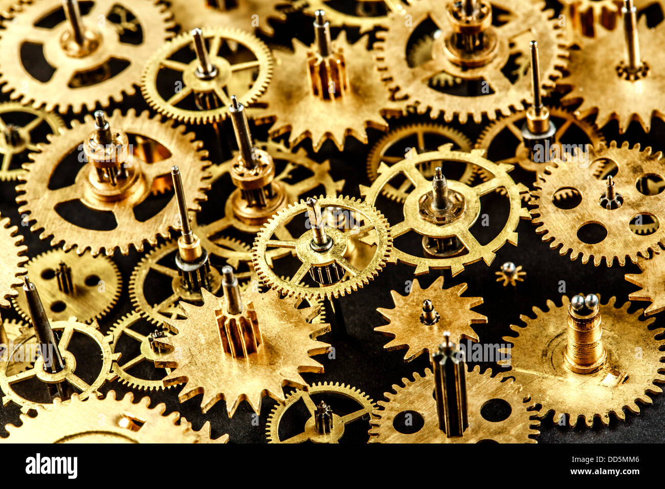 close up old mechanism on a black background Stock Photo - Alamy