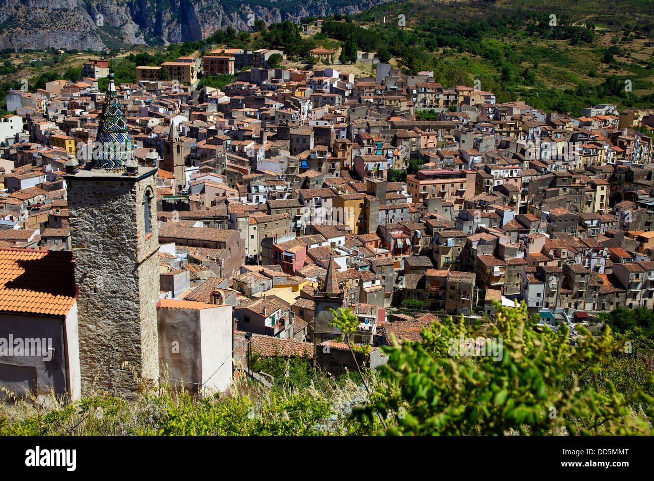 View of the small village of Isnello in the Madonie mountains, Palermo ...