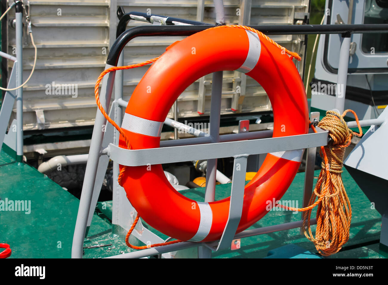 Lifebuoy on a ship under repair at shipyard Stock Photo - Alamy