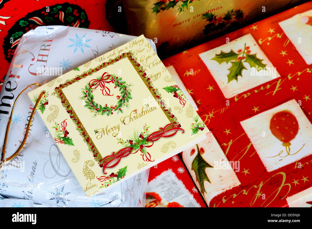 Gift wrapped Christmas presents Stock Photo - Alamy