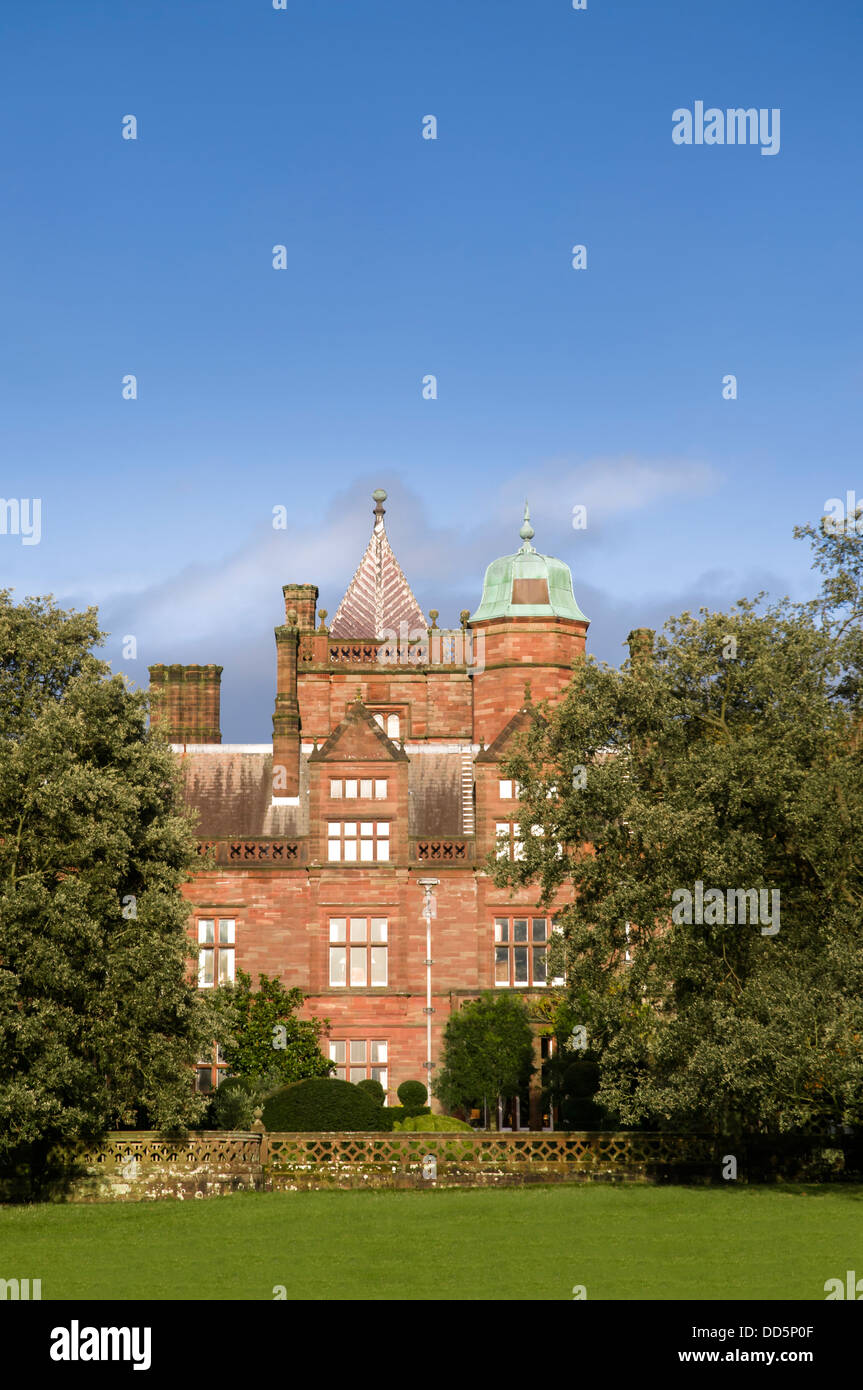 The afternoon sun catches the SW elevation of Holker Hall in Cumbria ...