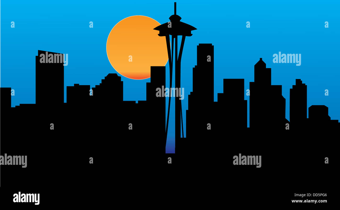 Outline seattle city skyline hi-res stock photography and images - Alamy