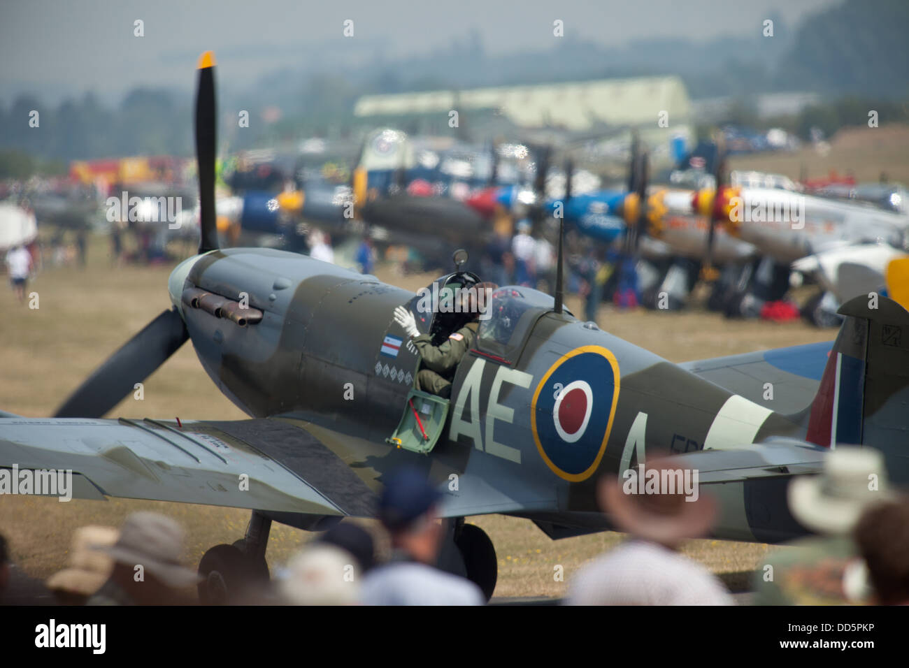 ww11 vintage Spitfire aircraft on display at Duxford Classic Wings air ...