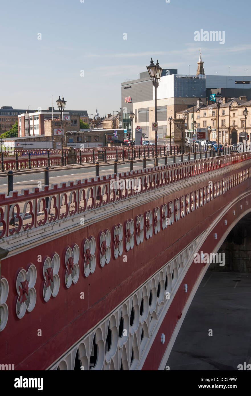 cast iron victorian bridge which enters the yorkshire town of halifax ...
