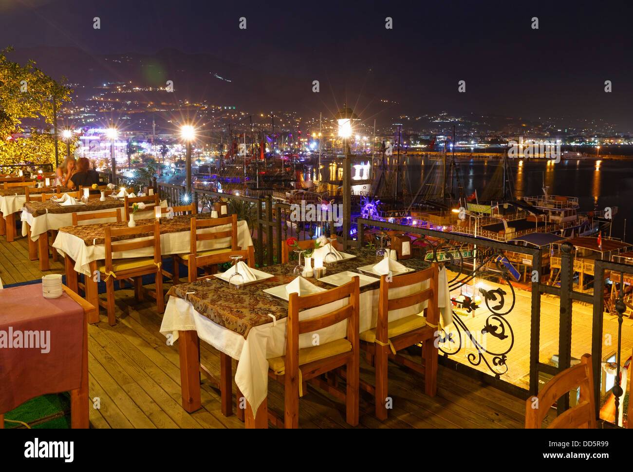 Turkey, Restaurant at harbour Stock Photo - Alamy