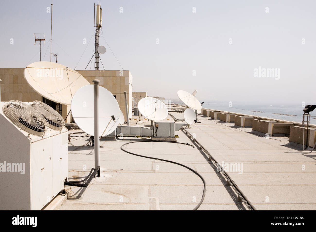 Satellite communications dishes on roof hi-res stock photography and ...