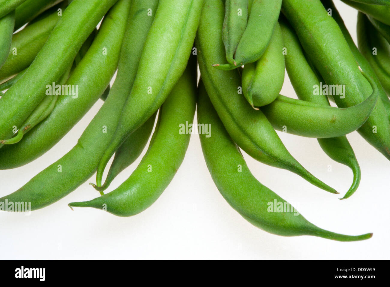 Food, Vegetables, Beans, Ripe ready fresh green beans on a white ...