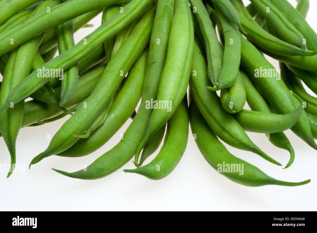 Food, Vegetables, Beans, Ripe ready fresh green beans on a white ...