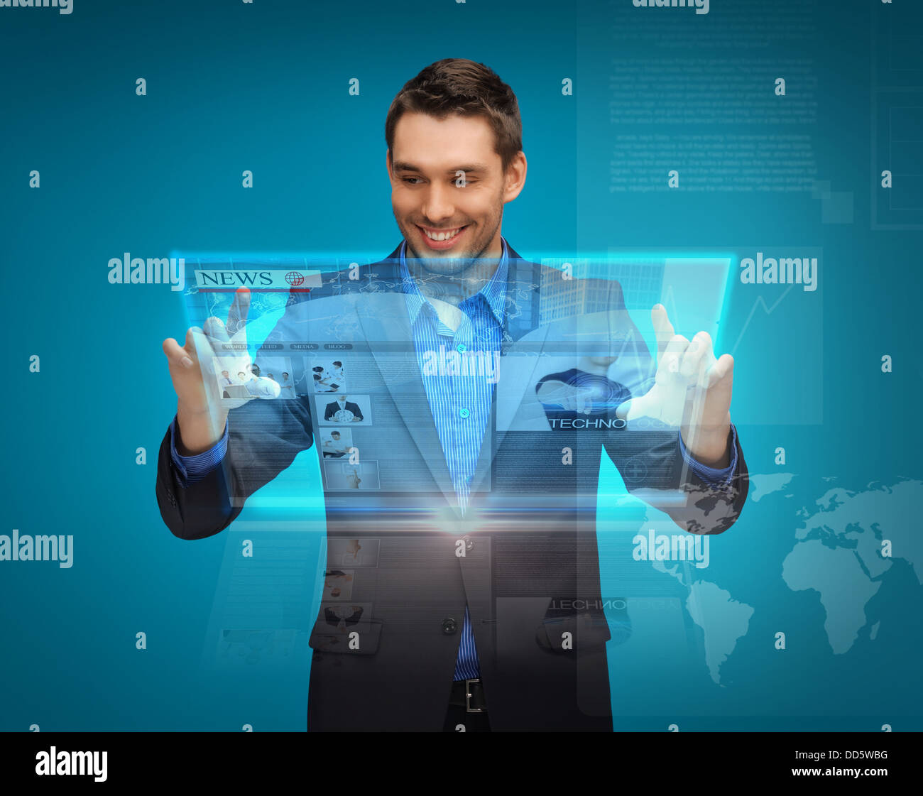 businessman with virtual screen Stock Photo - Alamy