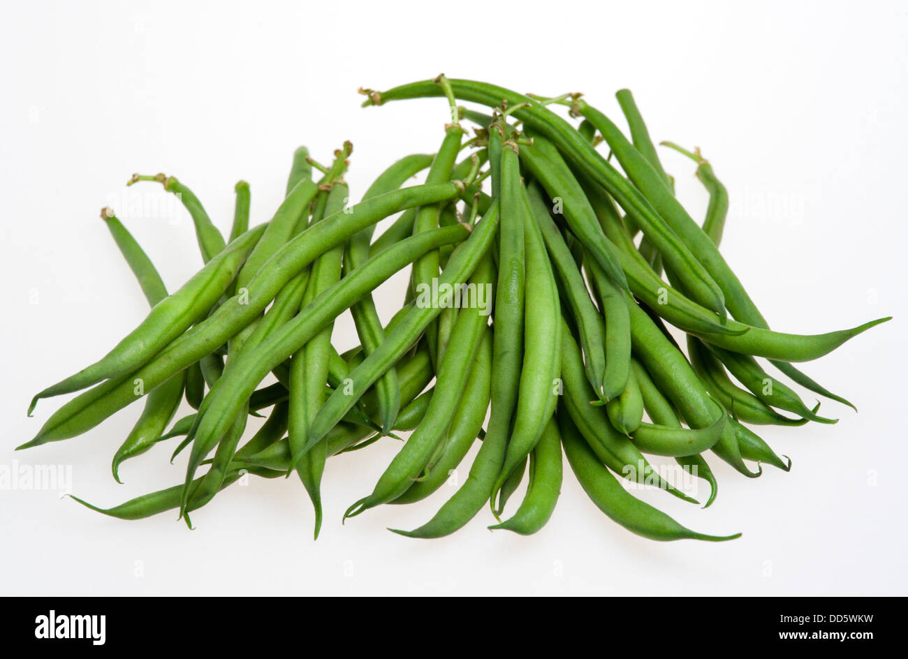 Food, Vegetables, Beans, Ripe ready fresh green beans on a white ...
