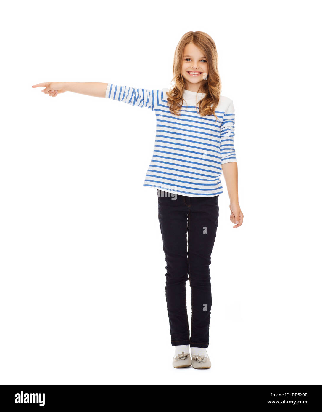 cute little girl pointing to the side Stock Photo - Alamy