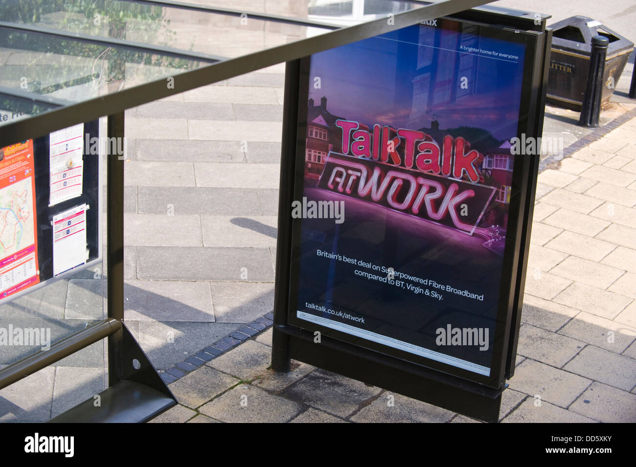 Bus Stop with advertising on shelter in city of York North Yorkshire ...