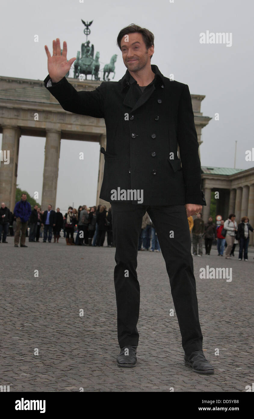 Hugh Jackman at Brandenburg Gate. He advertises his new film "Wolverine ...