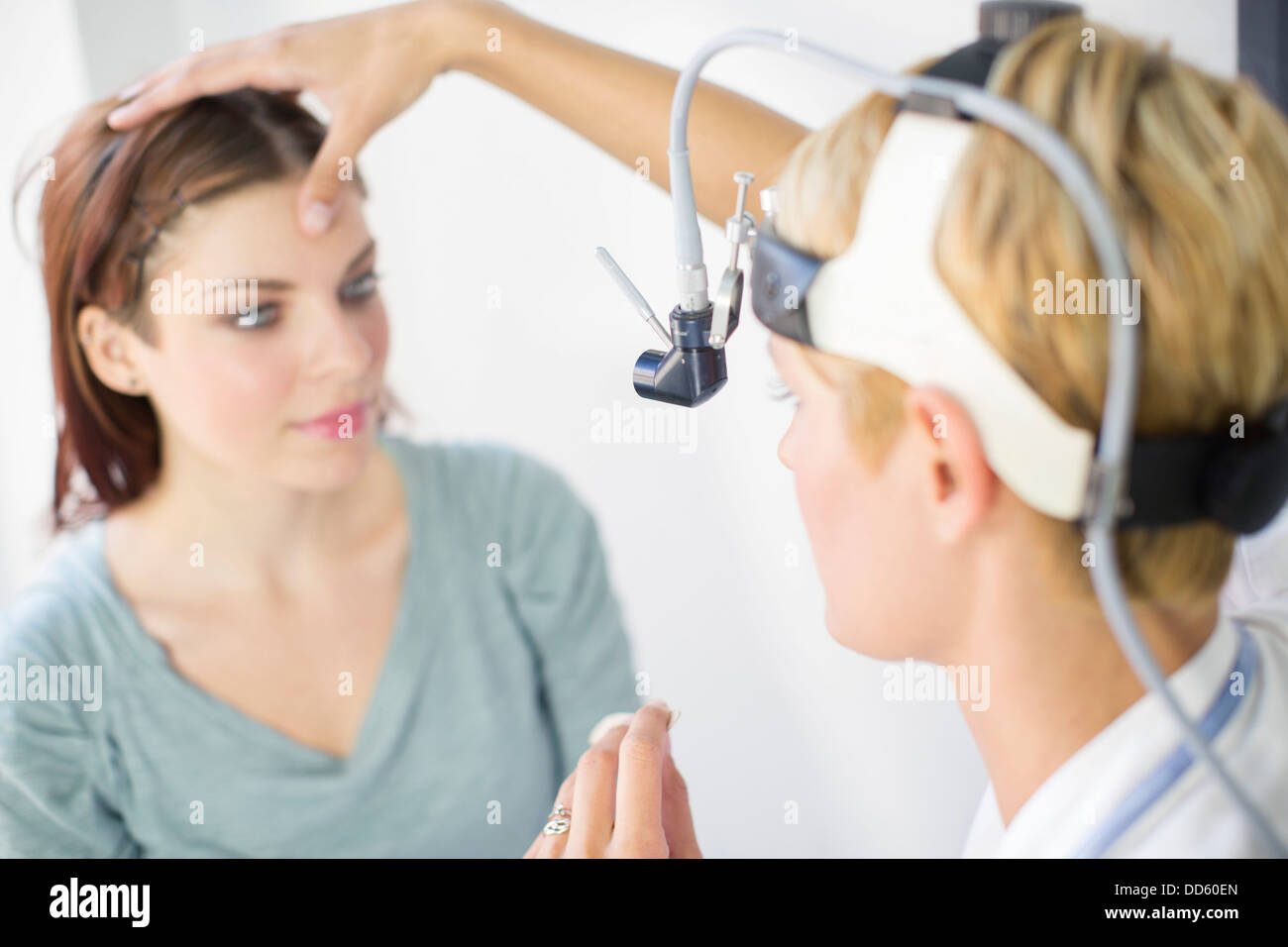ENT physician Examines the Throat of a Female Patient Stock Photo - Alamy