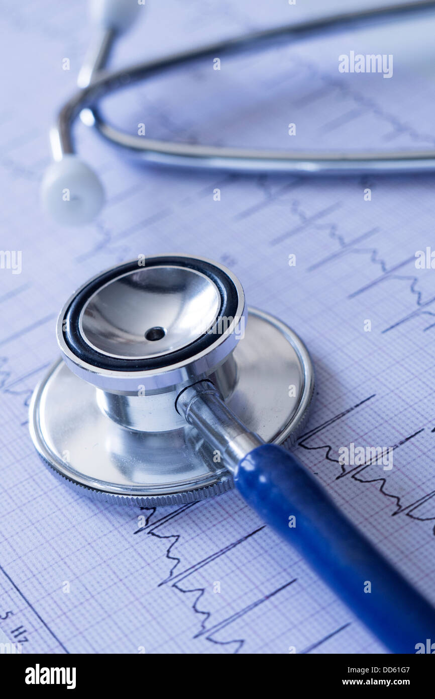 Medical concept with stethoscope and ecg chart Stock Photo - Alamy