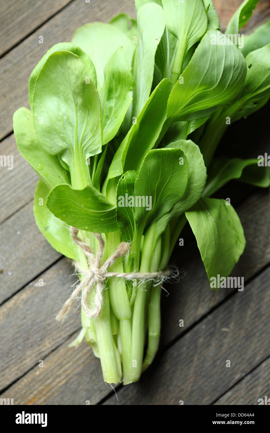 fresh leaves bok choy for salad, food close up Stock Photo - Alamy