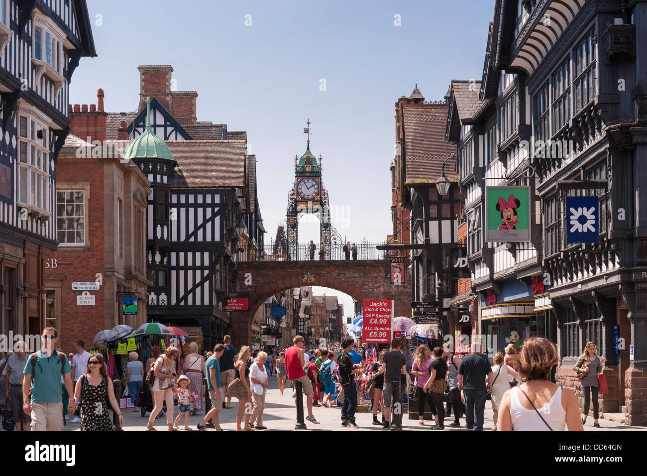 A busy shopping afternoon on a warm Summer's day in the Roman City of ...