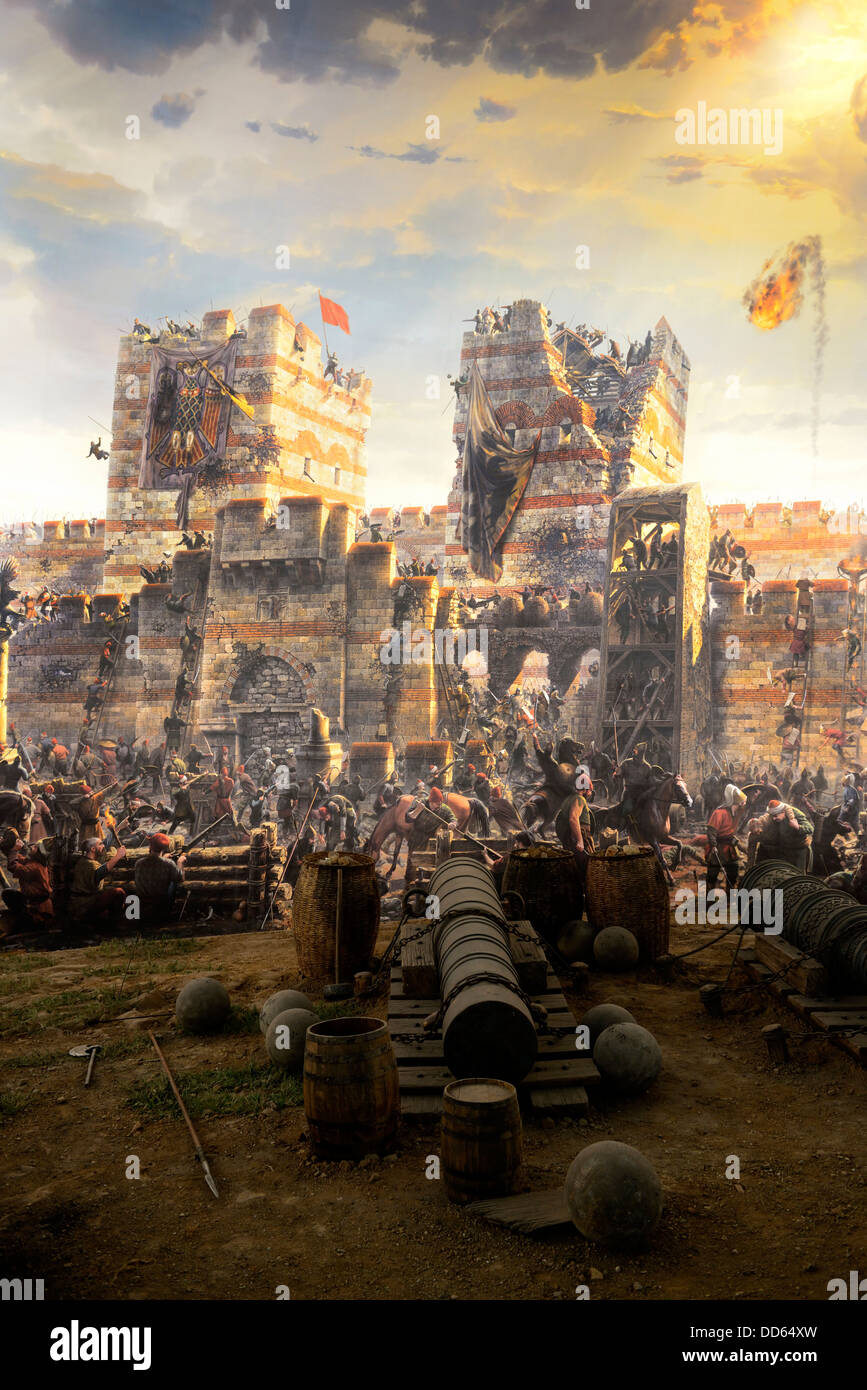 Turkey, Istanbul, Painting of conquest of Constantinople Stock Photo ...