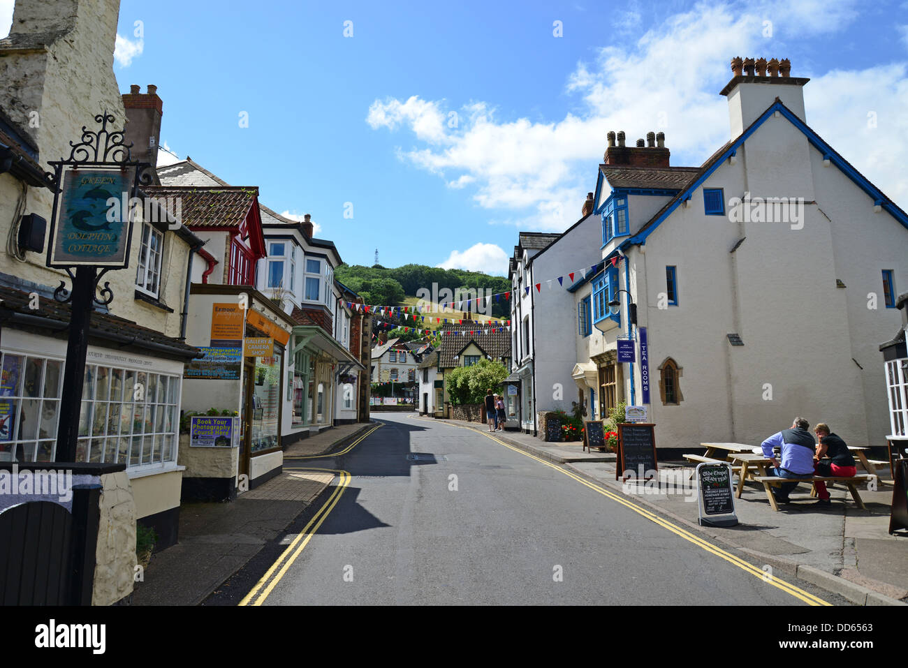 High Street, Porlock, Exmoor National Park, Somerset, England, United ...