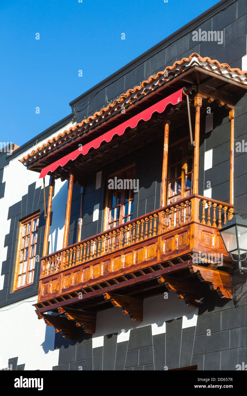 Spain, Canary Island, Manor houses with wooden balconies Stock Photo ...