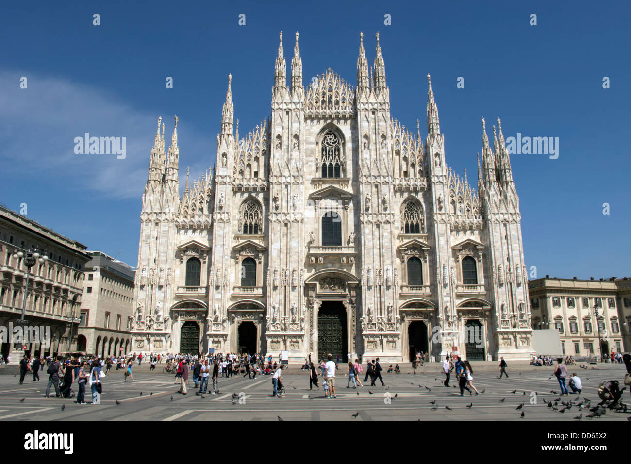 The Piazza del Duomo in front of the iconic cathedral in Milan Italy ...