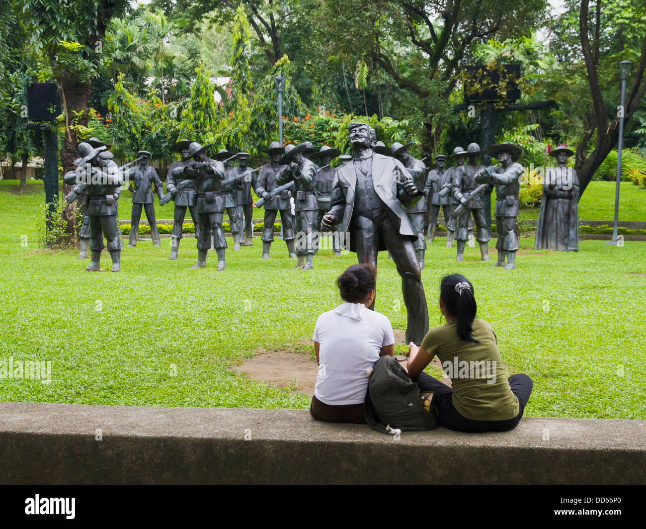 Philippines, Manila, Women at Site of Rizal's Execution in Rizal Park ...